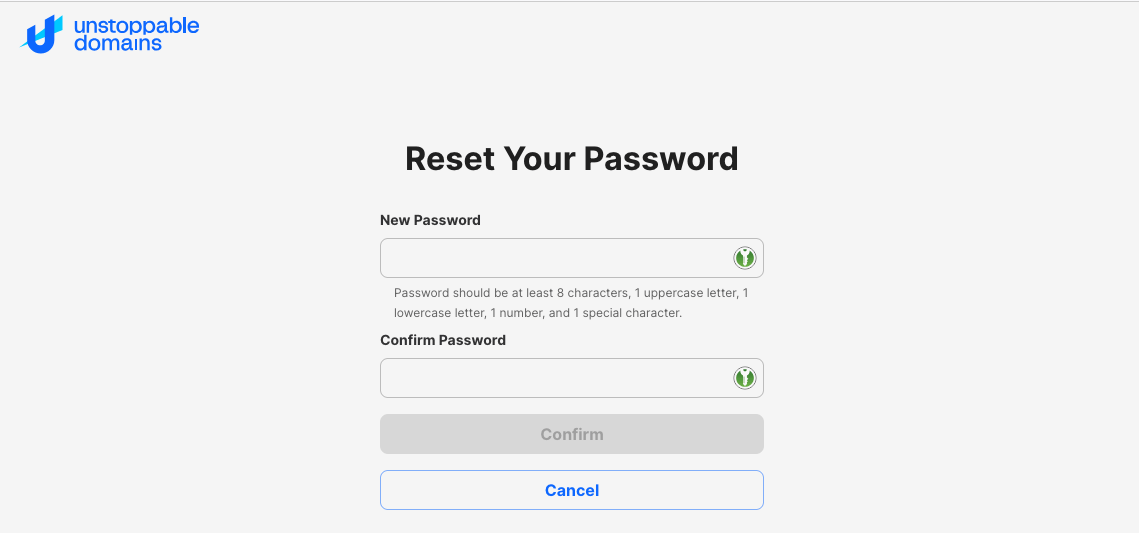 Unstoppable Domains wants me to change my secure password ...
